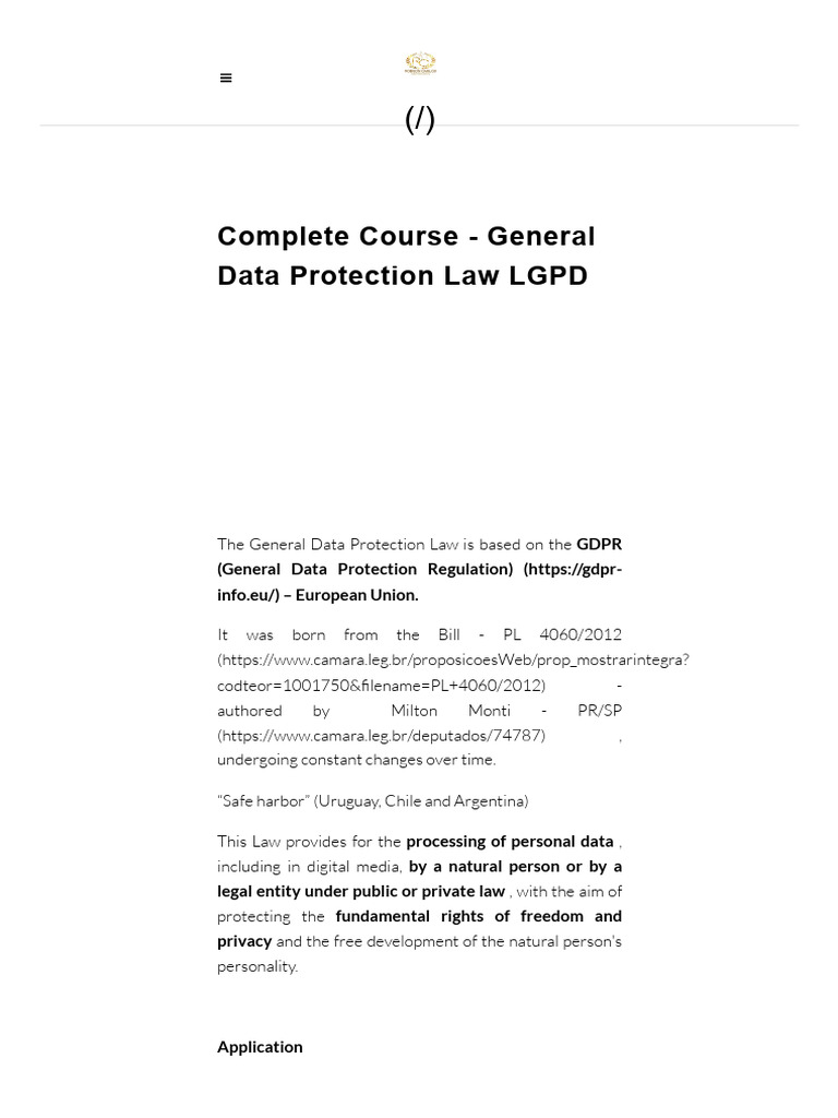 Complete Course - General Data Protection Law LGPD | PDF | Information ...