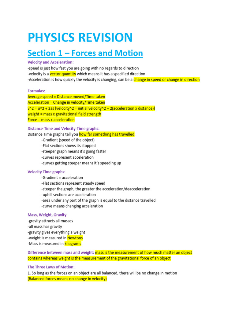 Physics Revision: Forces, Motion, and Electricity | PDF | Radioactive ...