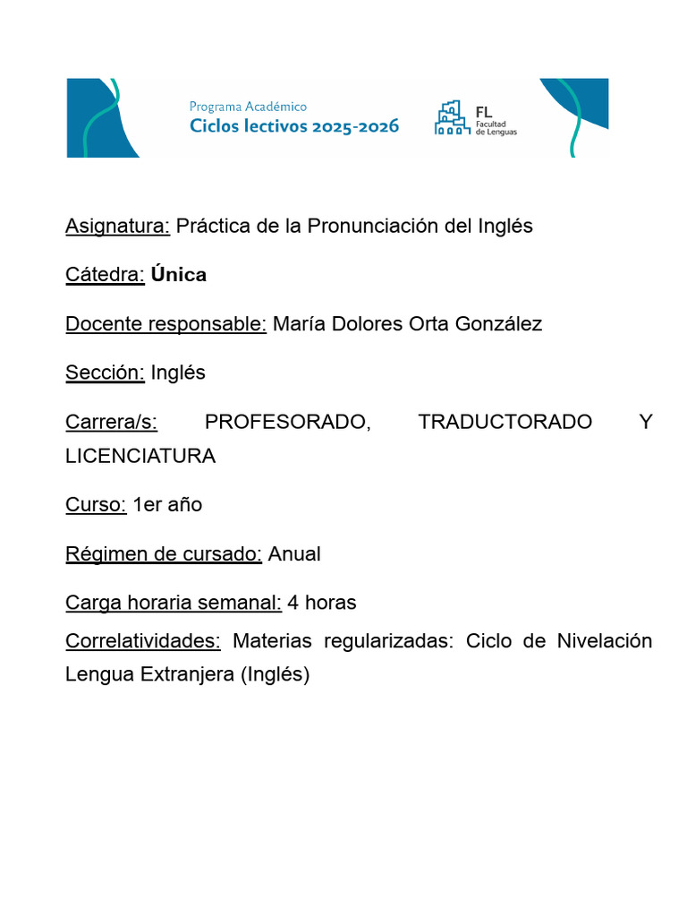 Practica de La Pronunciacion Del Ingles Como TPO en Cordoba | PDF ...