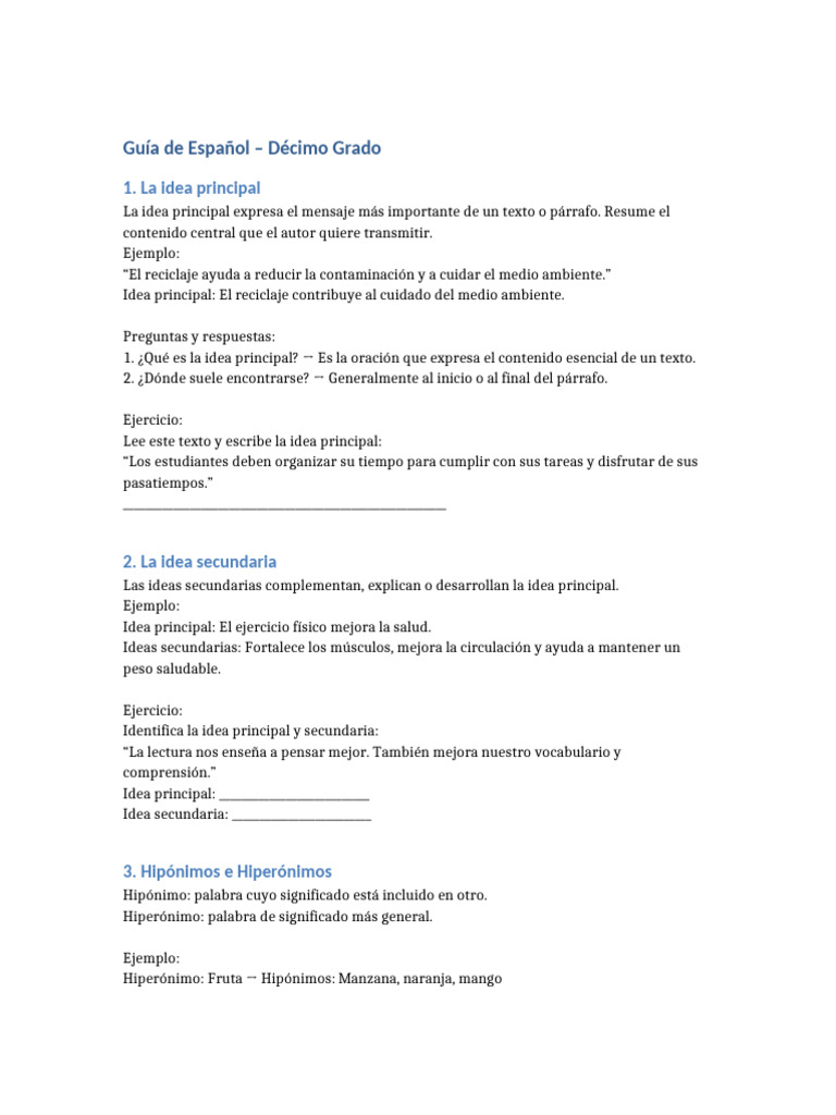Guía De Español Para Décimo Grado Pdf Hablar En Público Lingüística