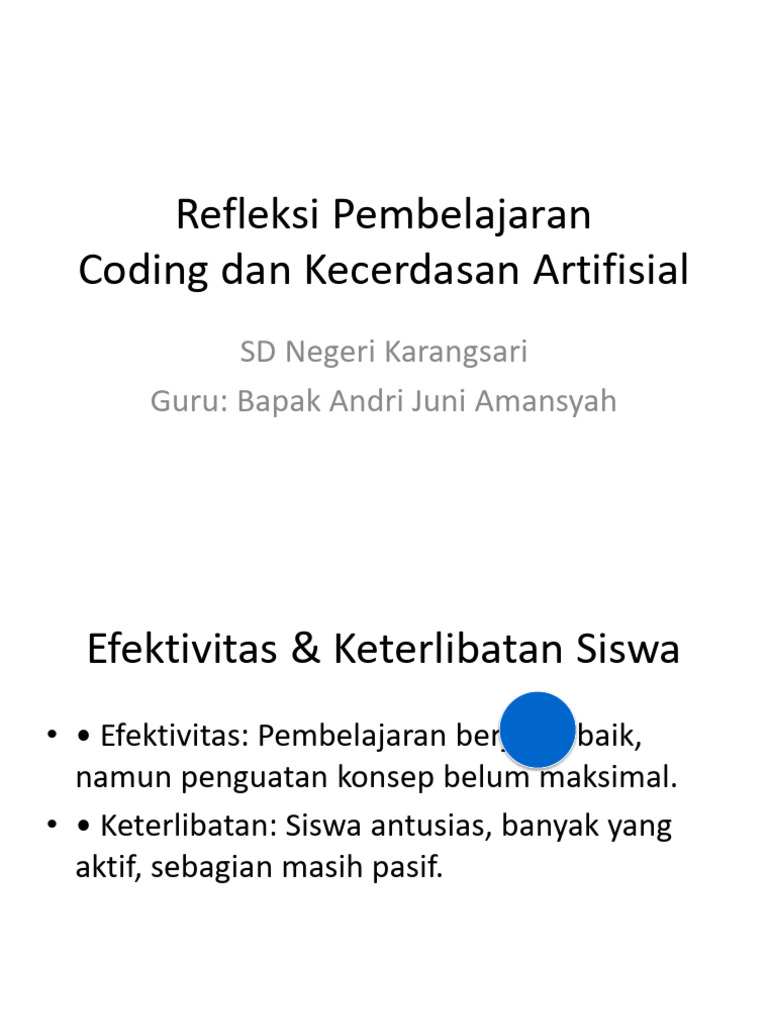 Refleksi Pembelajaran Coding AI Visual | PDF