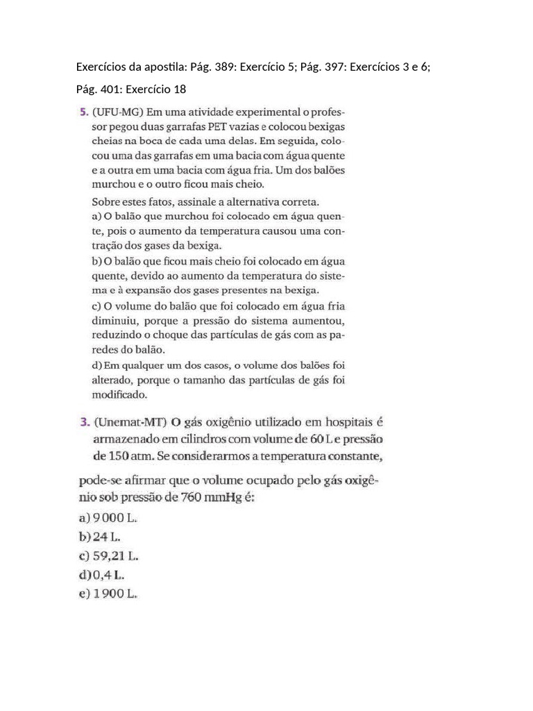 Exercícios Da Apostila | PDF