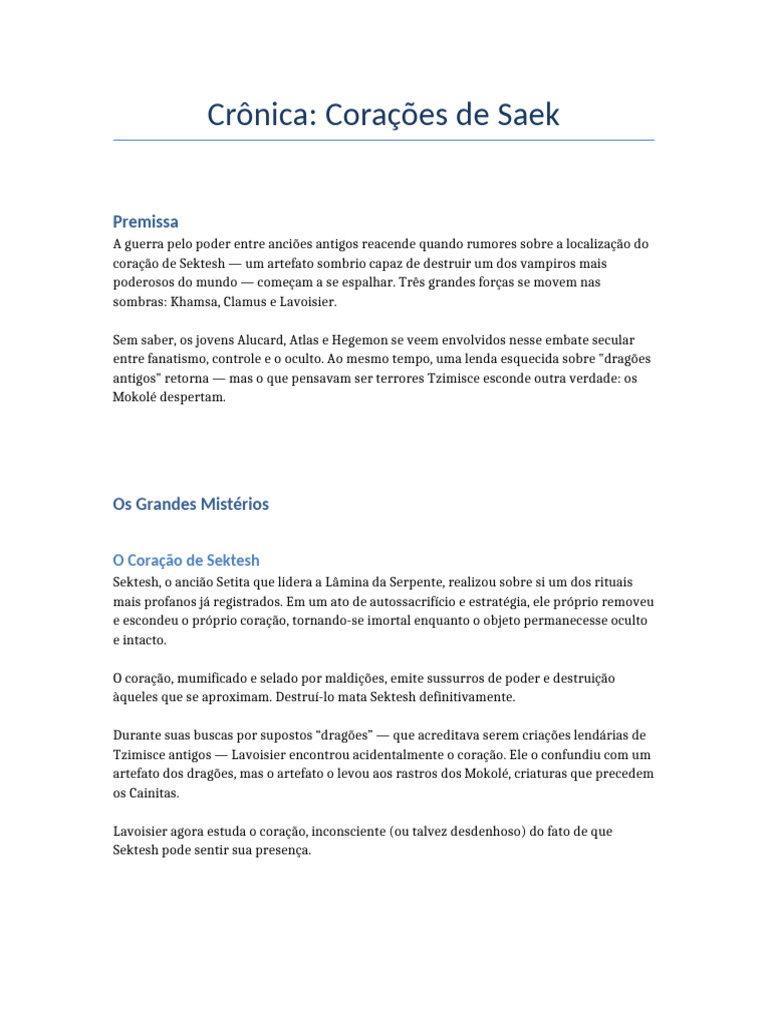 Conflitos e Mistérios em Corações de Saek | PDF