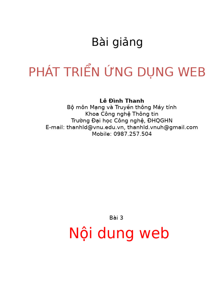 03 Noi Dung Web Phan 1 HTML Css | PDF