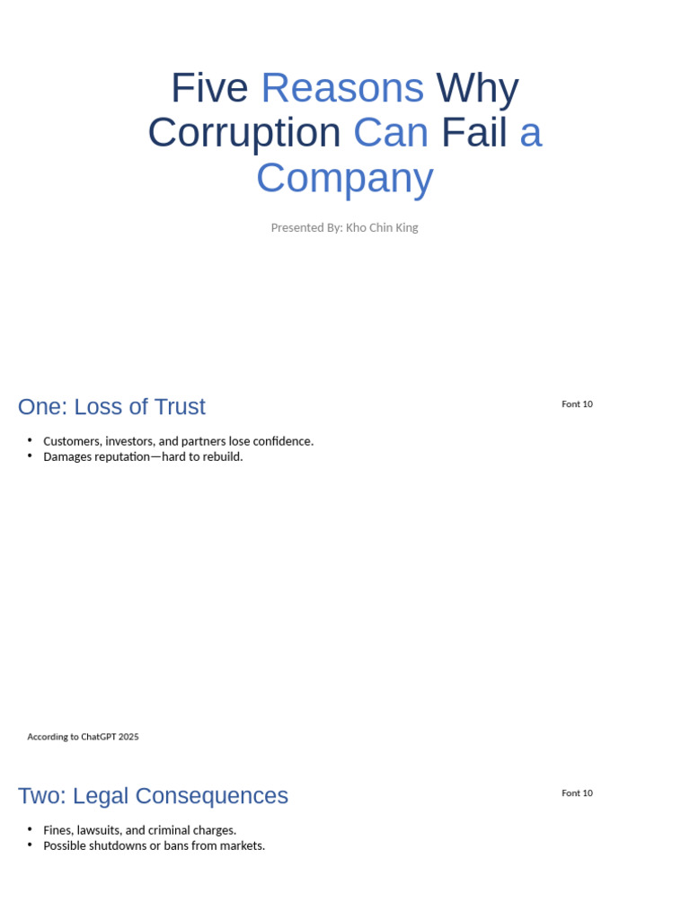 Five Reasons Why Corruption Can Fail A Company | PDF