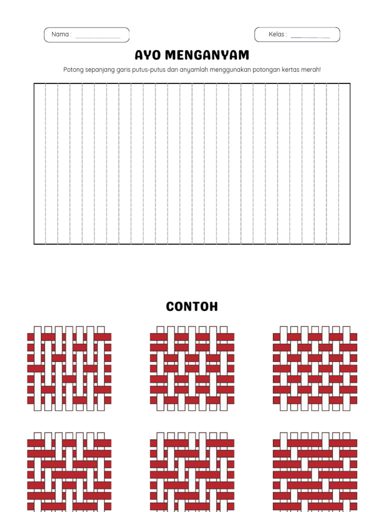 Membuat Anyaman Lembar Kerja Seni Kerajinan SD Kelas 3 Hitam Putih Ilustratis 2 | PDF