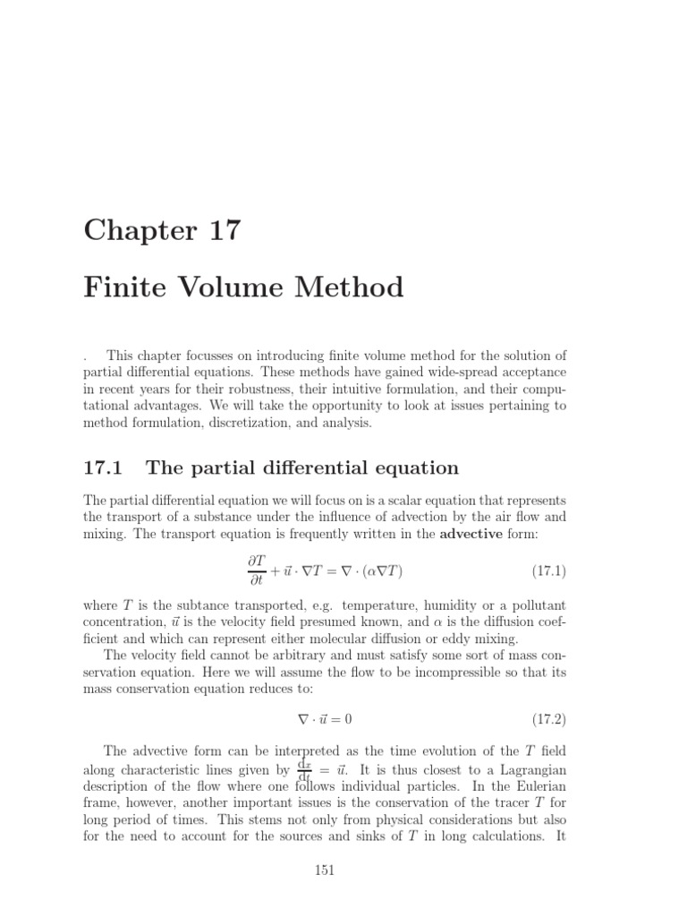 Finite Volume Method: 17.1 The Partial Differential Equation | PDF