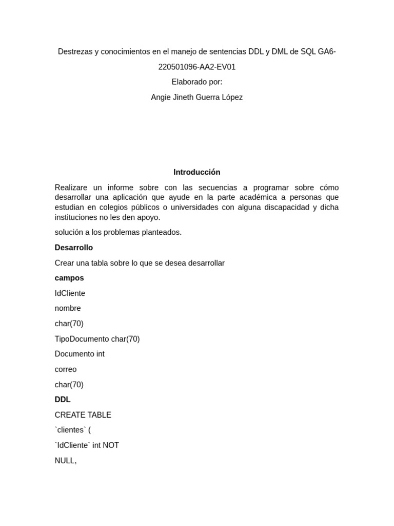 Manejo de SQL DDL y DML en Aplicaciones | PDF