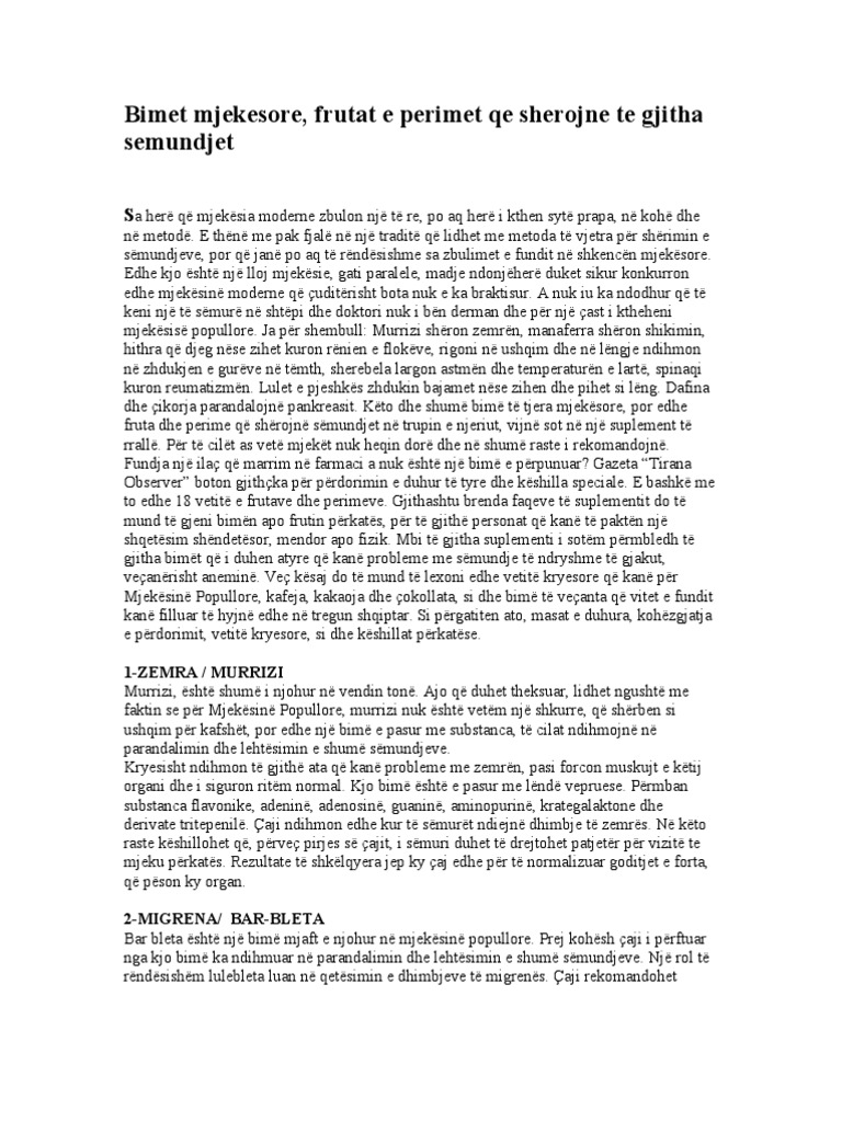 Bimet Mjekesore | PDF