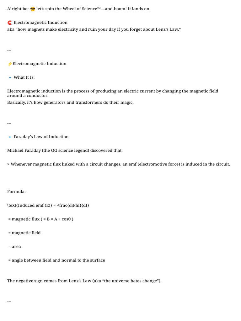 Physics Electromagnetic Notes | PDF