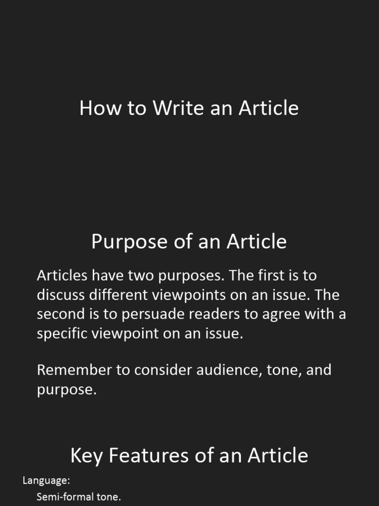 Writing Articles: Key Tips and Structure | PDF