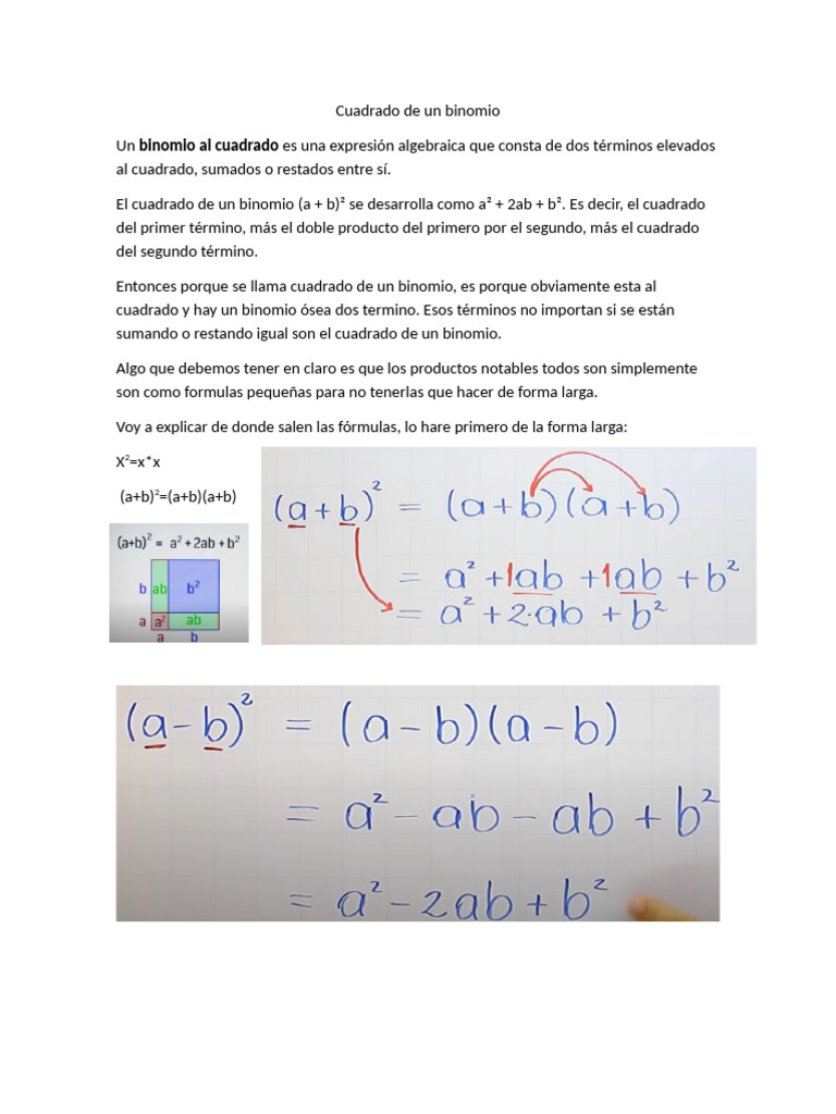 Cuadrado de Un Binomio | PDF