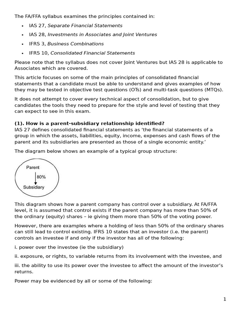 Preparing Simple Consolidated Financial Statements Pdf Goodwill