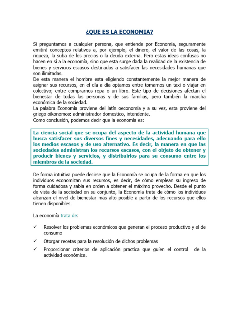 Definición y Conceptos Clave de Economía | PDF
