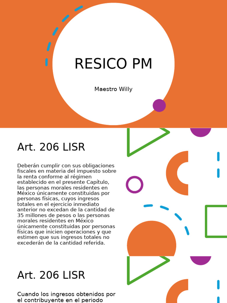 Obligaciones Fiscales RESICO PM | PDF | Impuesto sobre la renta | Economias
