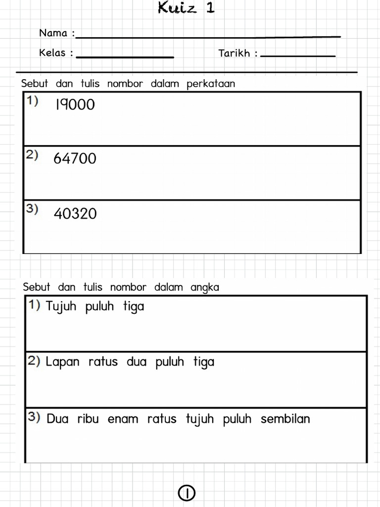 Part 1 Tajuk 1 Nombor Dan Operasi | PDF
