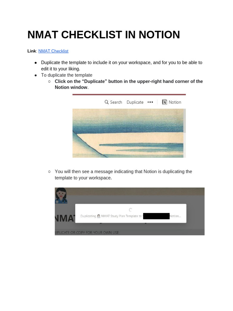 Nmat Checklist in Notion | PDF