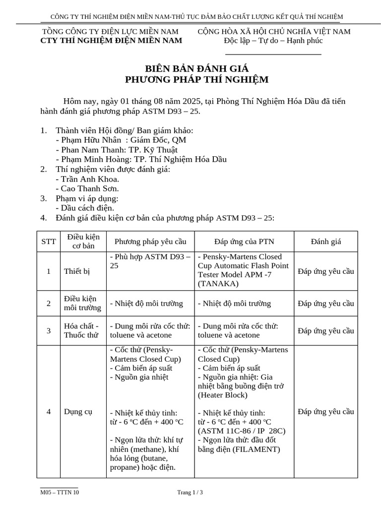 m05-Tttn 10 BB Danh Gia Astm d93-25 | PDF
