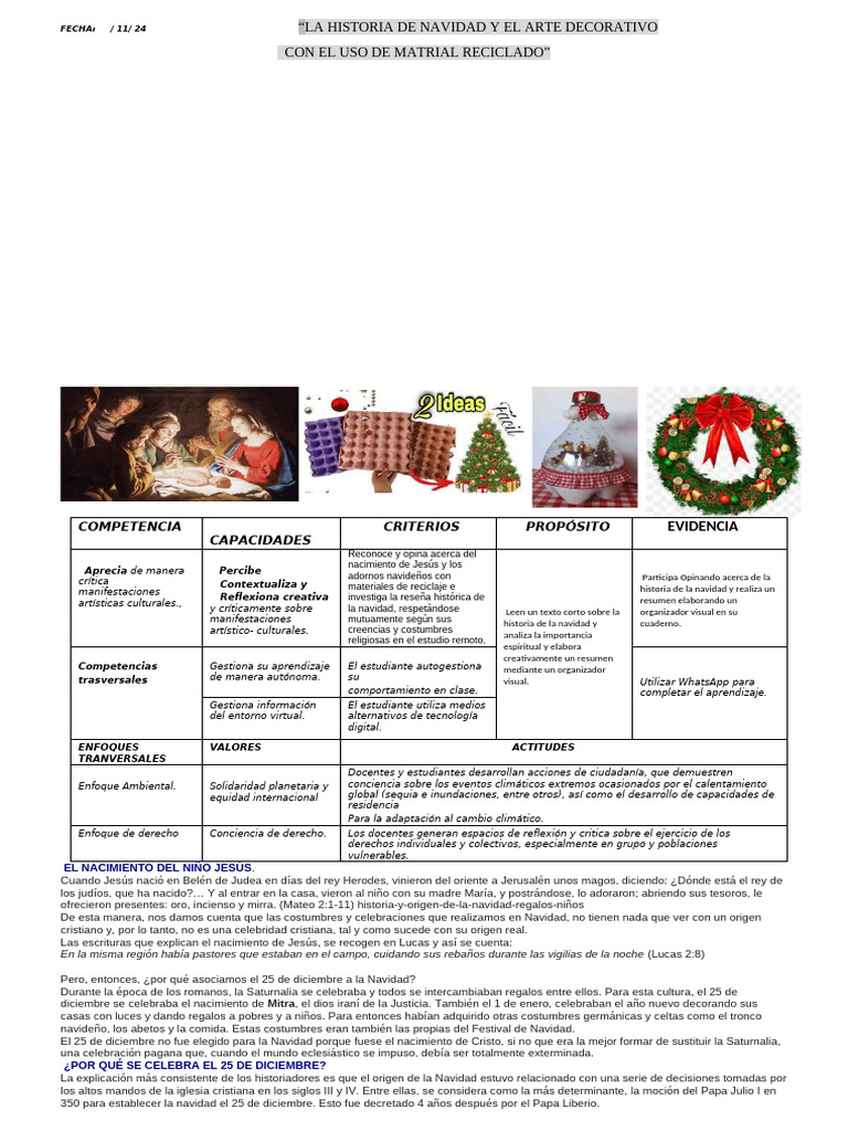 Historia de Navidad y Decoración Reciclada | PDF | Navidad | Natividad ...