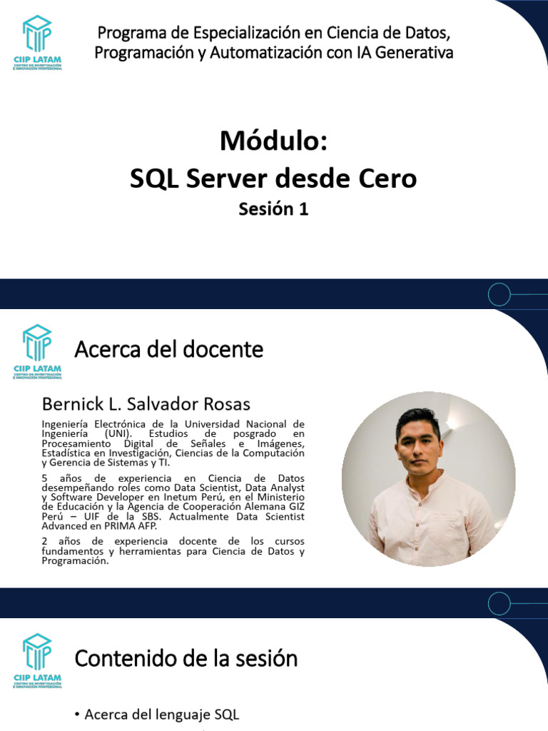 Módulo SQL - Sesión 1 | PDF | SQL | Bases de datos