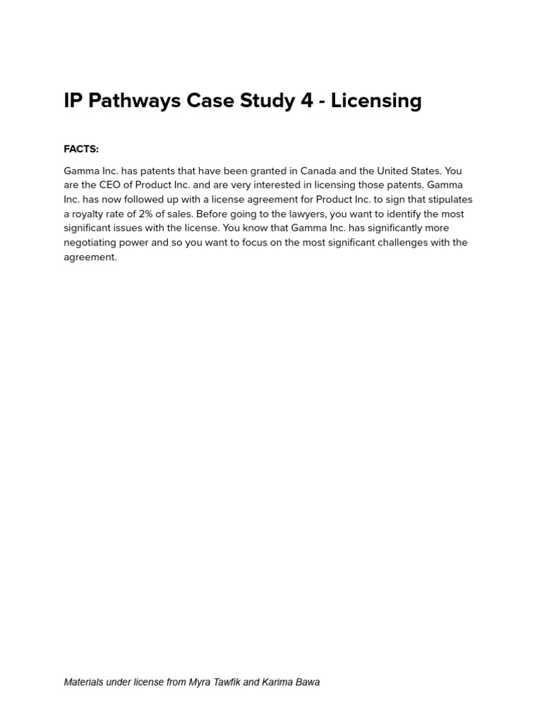 Case Study 4 - IP Pathways | PDF | License | Patent