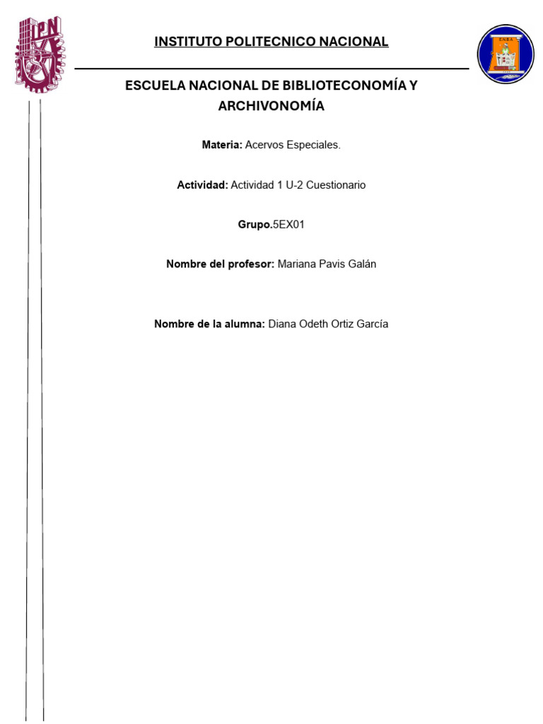 Actividad 1 U-2 Cuestionario - Ortiz - Garcia - Diana - Odeth | PDF