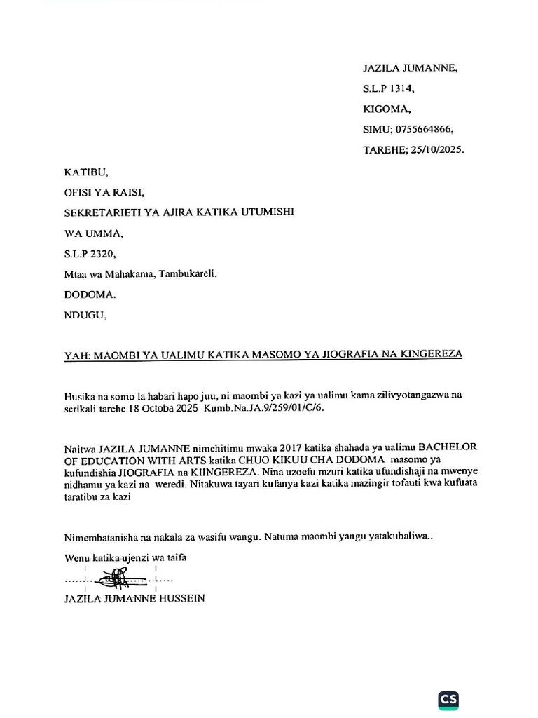 Letter | PDF