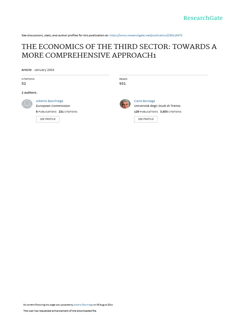 Economics of the Third Sector Explained | PDF | Cooperative | Hypothesis