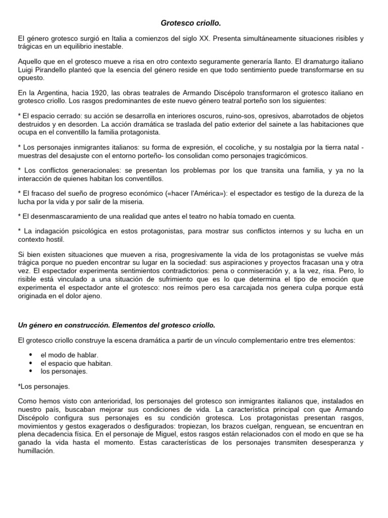 Grotesco criollo: raíces y características | PDF | Grotesco