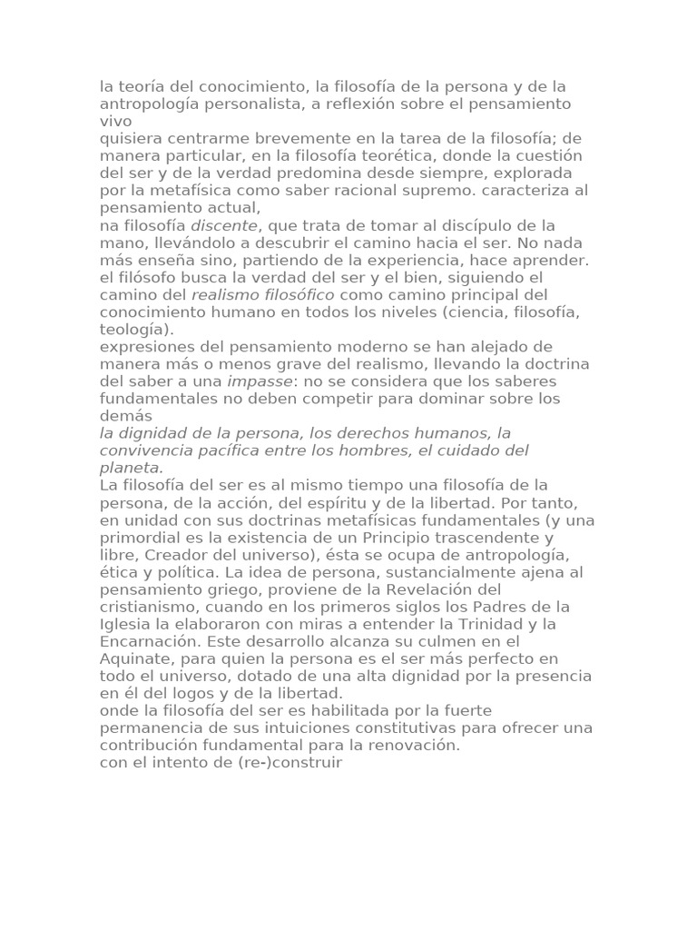 Filosofía del Ser y la Persona | PDF