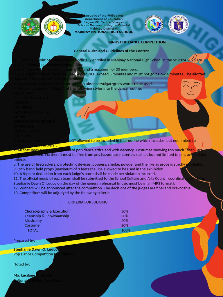 MNHS Pop Dance Competition Rules | PDF