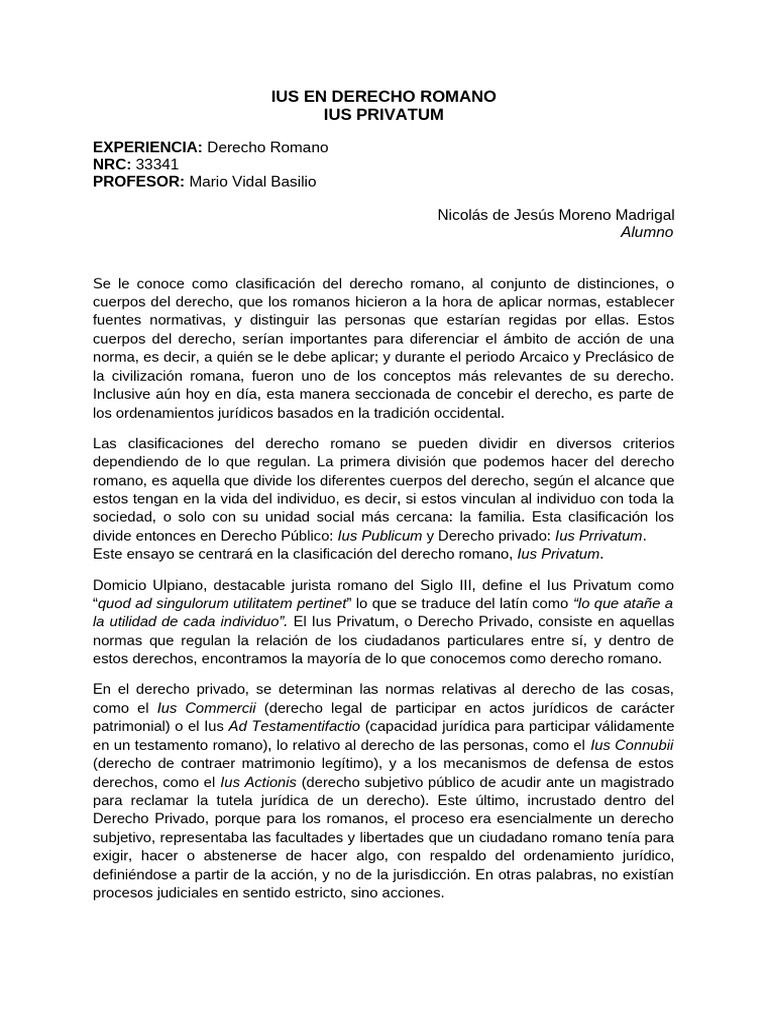 Ius Privatum en Derecho Romano | PDF | Derechos | Ley romana