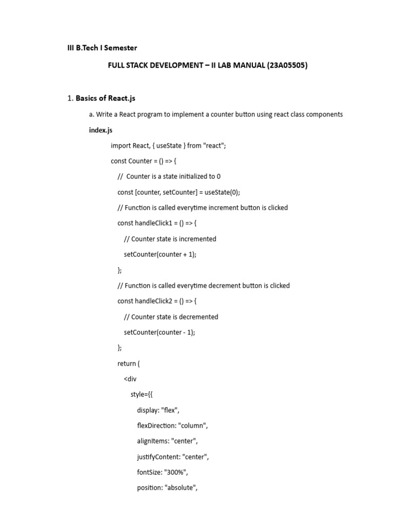 Full Stack Development II Lab Manual | PDF | My Sql | Databases