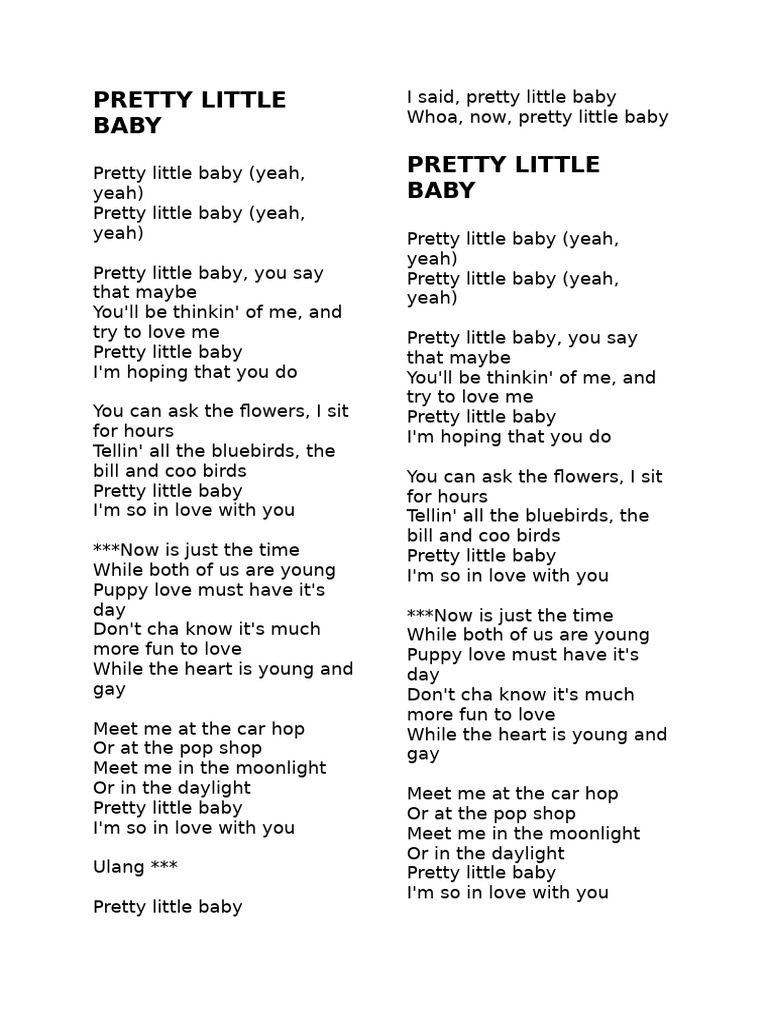 Pretty Little Baby Lyrics | PDF