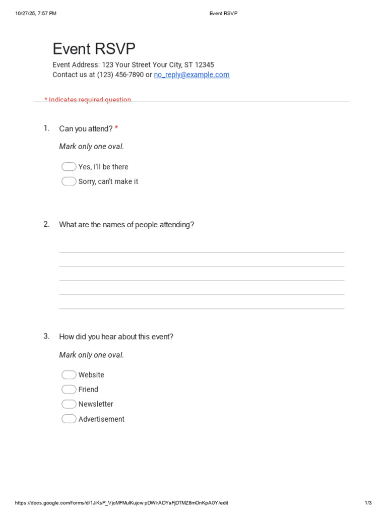 Understanding RSVP in Google Forms | PDF