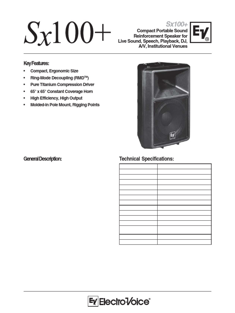 Electro-Voice Sx100+ Speaker Overview | PDF | Loudspeaker | Audio ...