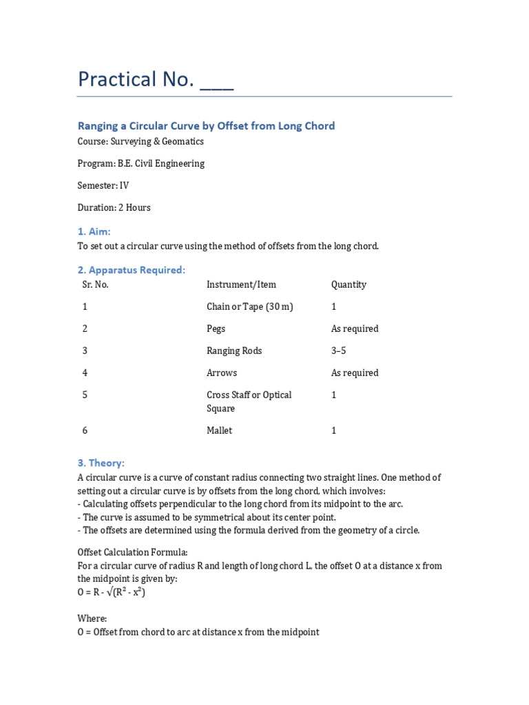 Ranging Circular Curves by Offsets | PDF | Circle | Geometry