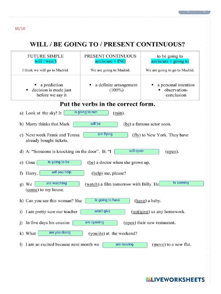 Will Be Going To Present Continuous - 20250706 - 181048 - 0000 | PDF