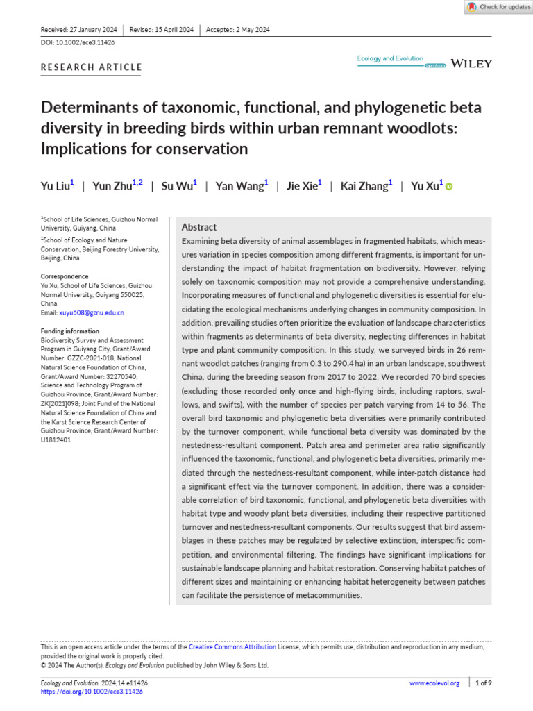 Taxonomic, Functional, and Phylogenetic Beta Diversity in Breeding ...