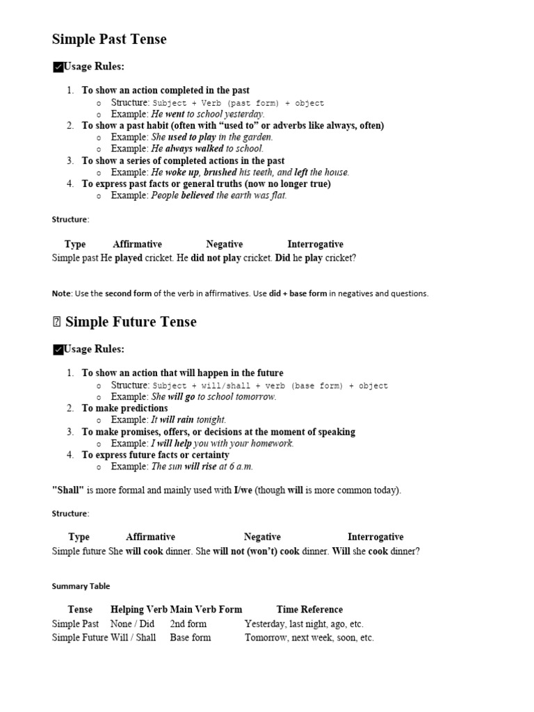 Simple Past and Future | PDF