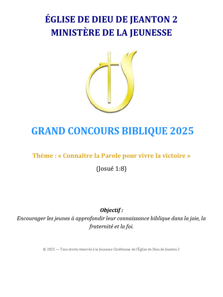 Questionnaire Du Concours Biblique | PDF | Baptisme | Moïse