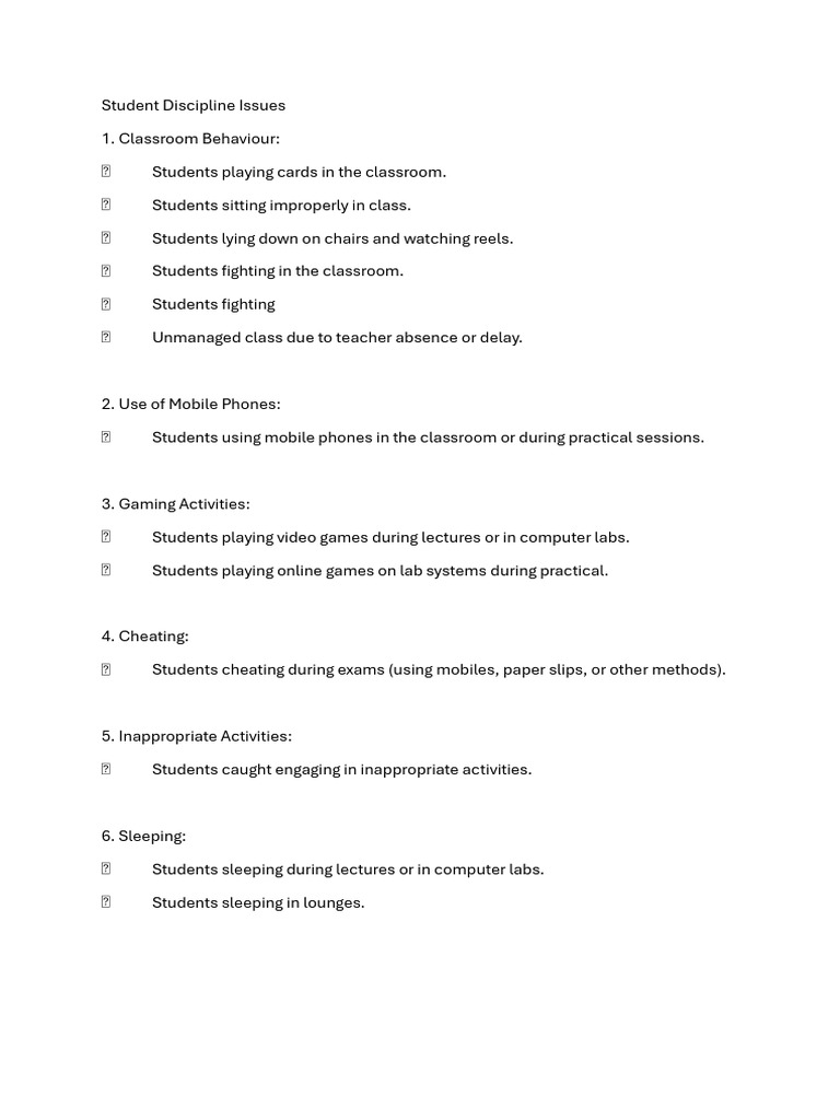 Student Discipline Issues | PDF
