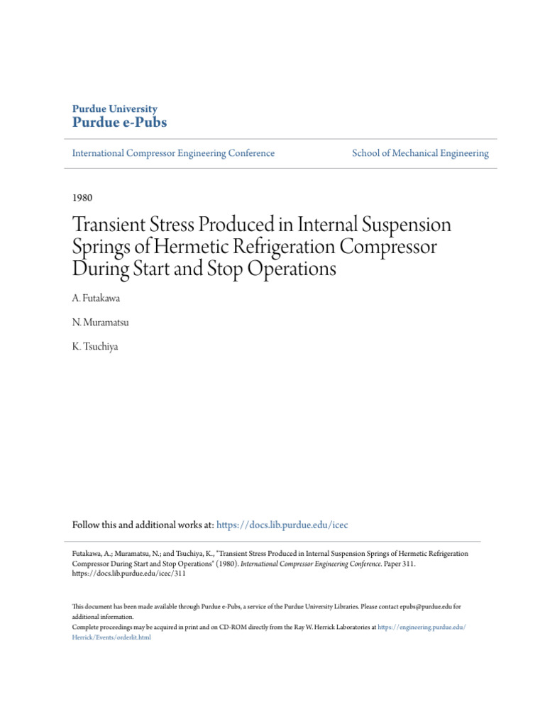 Transient Stress Produced in Internal Suspension Springs of Herme | PDF ...