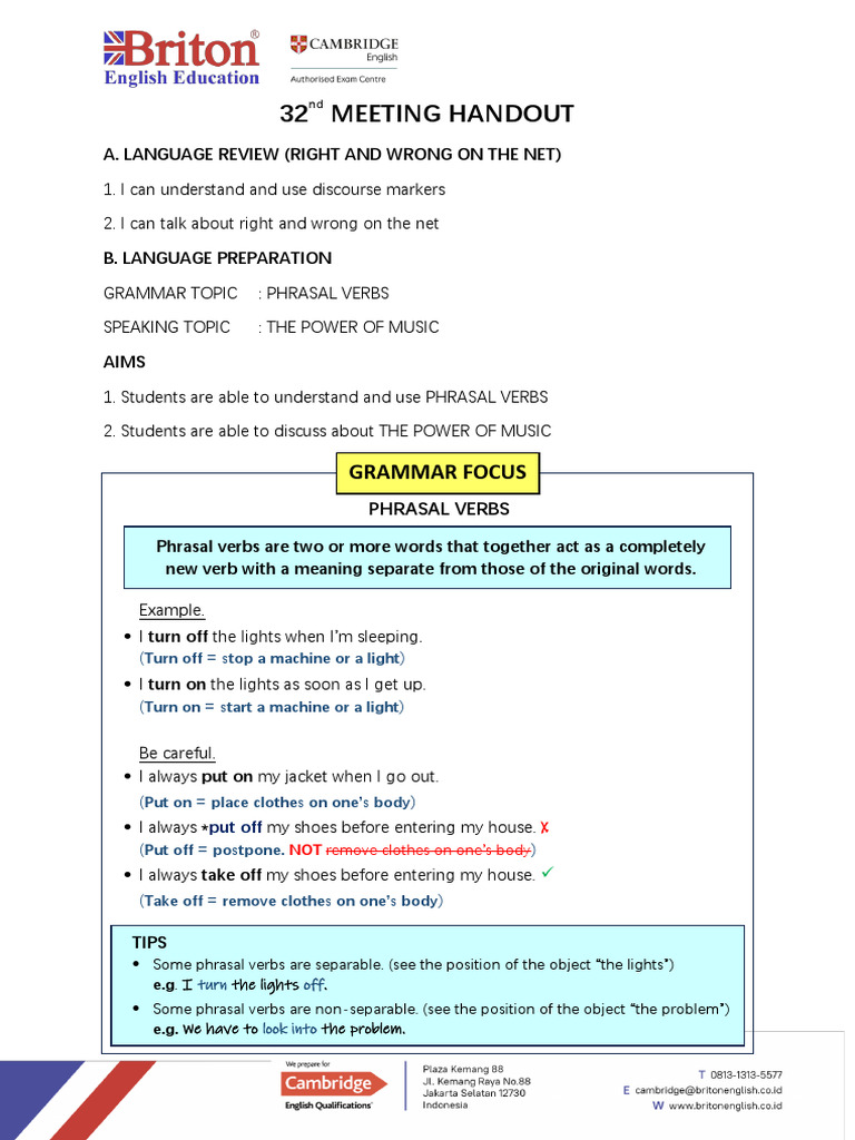 32 (Phrasal Verbs) & (The Power of Music) | PDF | Linguistic Typology ...