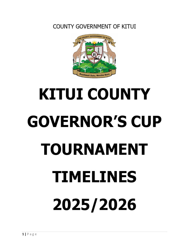 Kitui County Governors Cup Tournament Timelines | PDF