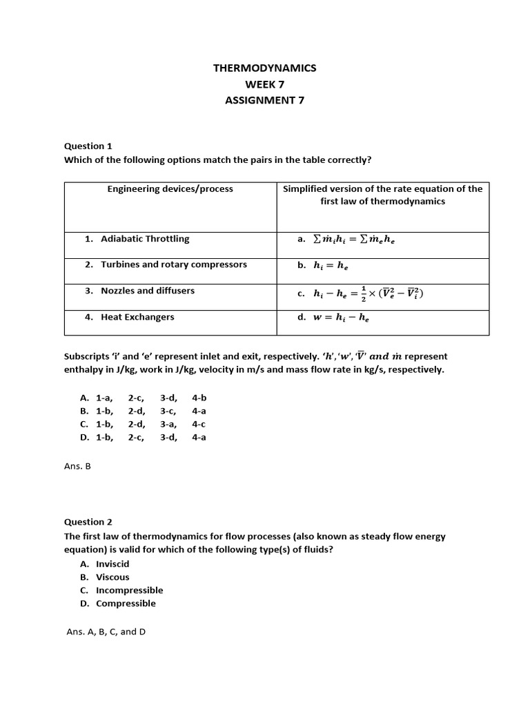 Thermodynamics Week 7 Assignment 7 Version 4 | PDF | Fluid Dynamics ...