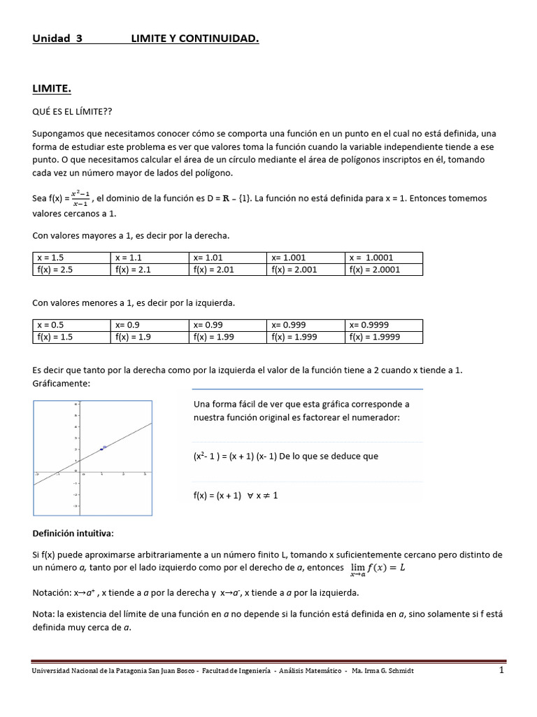 Límite y Continuidad en Análisis Matemático | PDF | Límite (Matemáticas ...