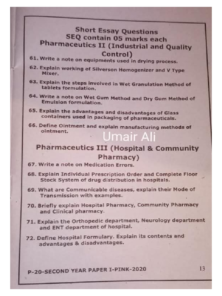 2nd Year Past Paper (20 To 25) | PDF