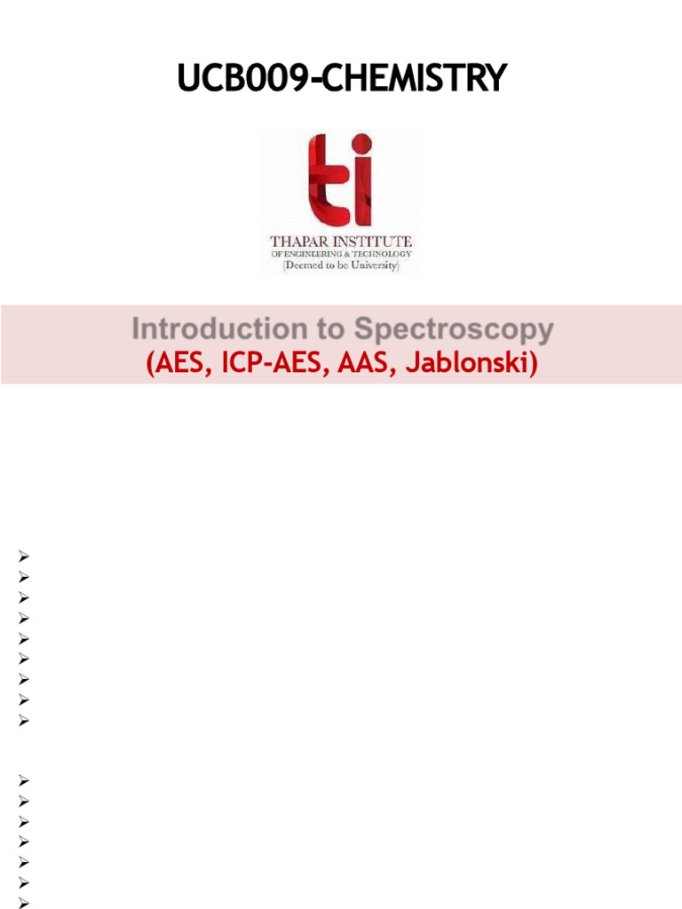 General Spectroscopy AES ICP-AES AAS Jablonski Slides 2526 ODD SEM ...