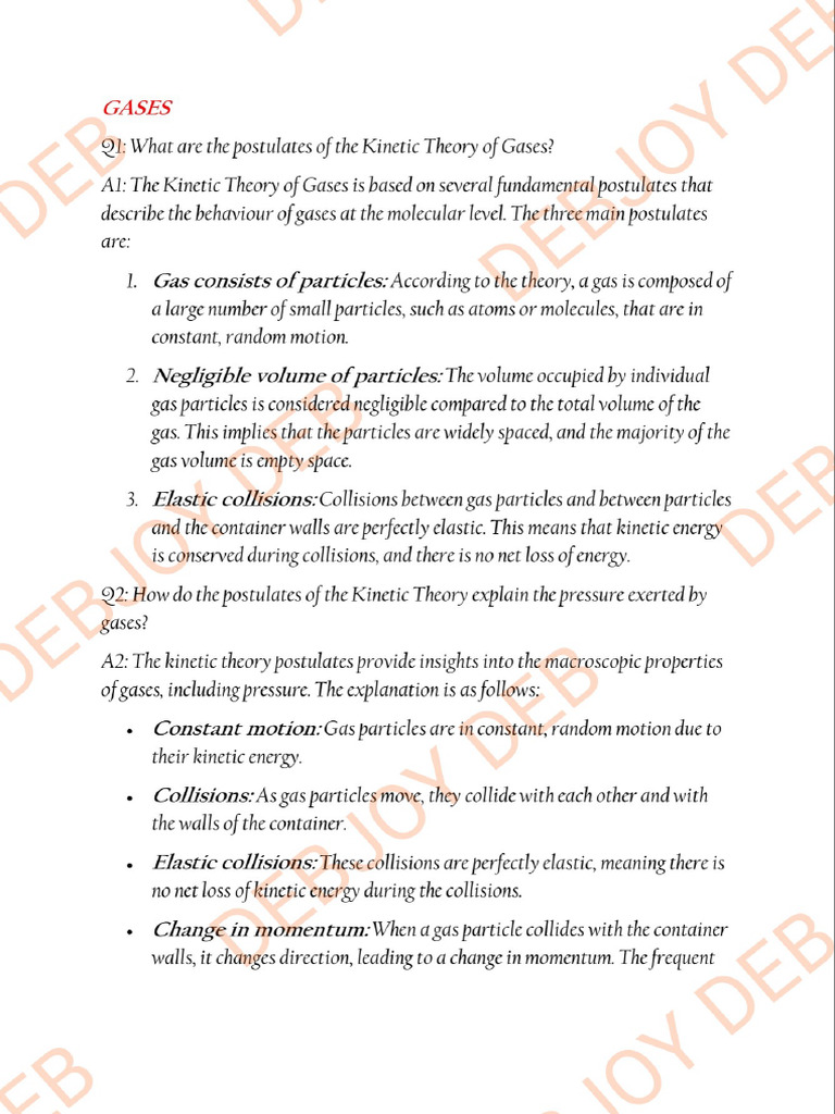 Gases Unit 3-By Debjoy Deb | PDF